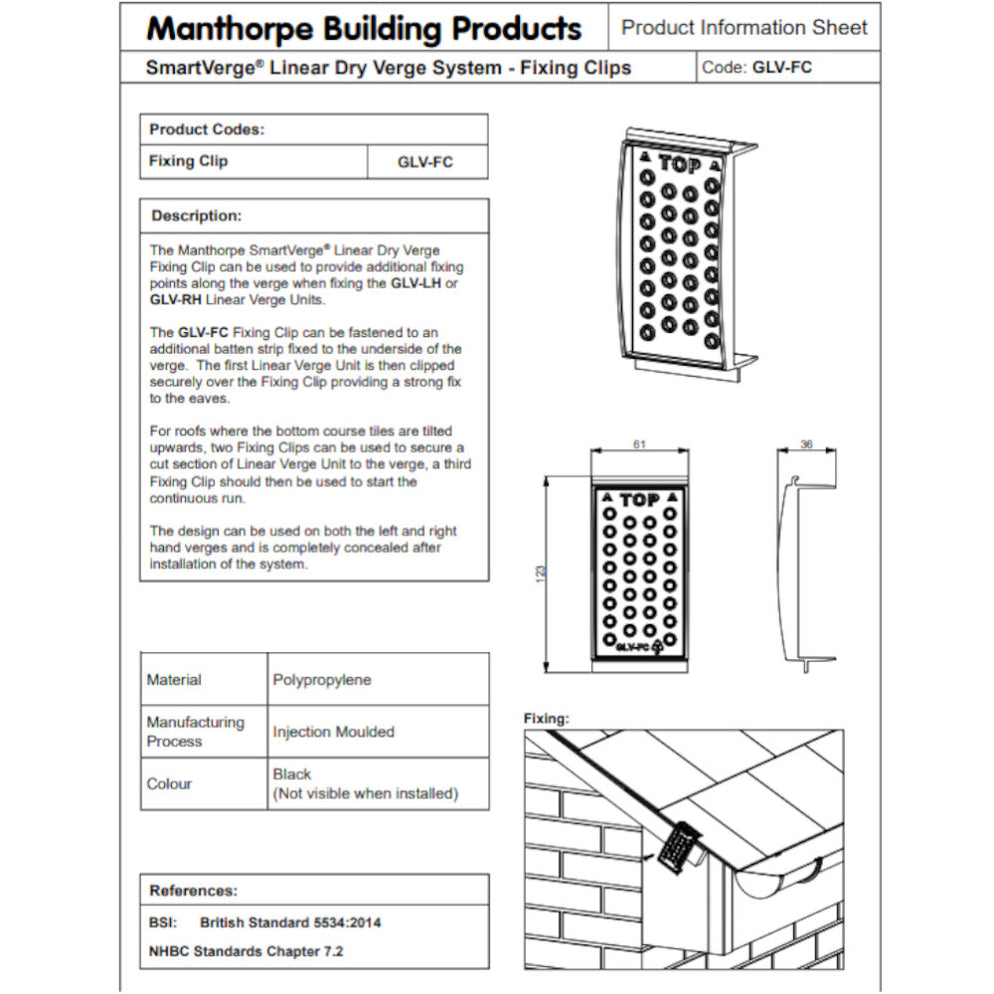 Manthorpe SmartVerge Linear Dry Verge System Fixing Clip — Ashbrook ...